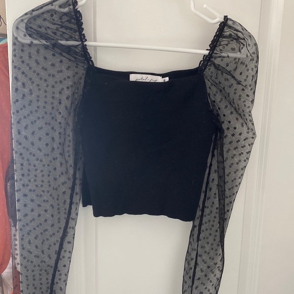 Petal & Pup | Tops | Petal Pup Cropped Long Sleeve Polka Dot Sheer ...
